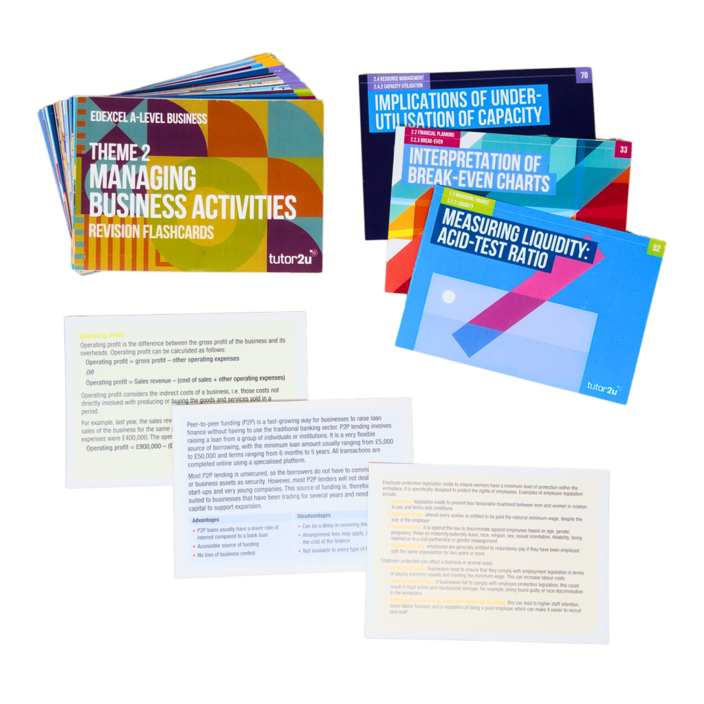 Theme 2 Revision Flashcards for Edexcel A-Level Business | Shop | tutor2u