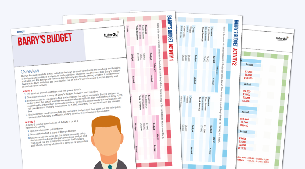 Barry's Budget (Budgeting & Variance Analysis) | Shop | tutor2u