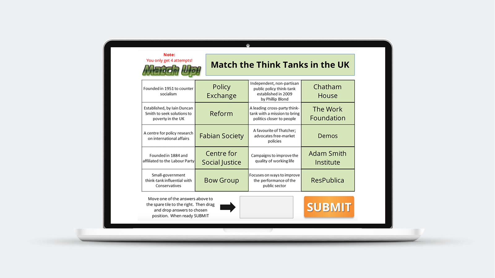 Think Tanks "Match Up" Activity | Reference Library | Politics | tutor2u