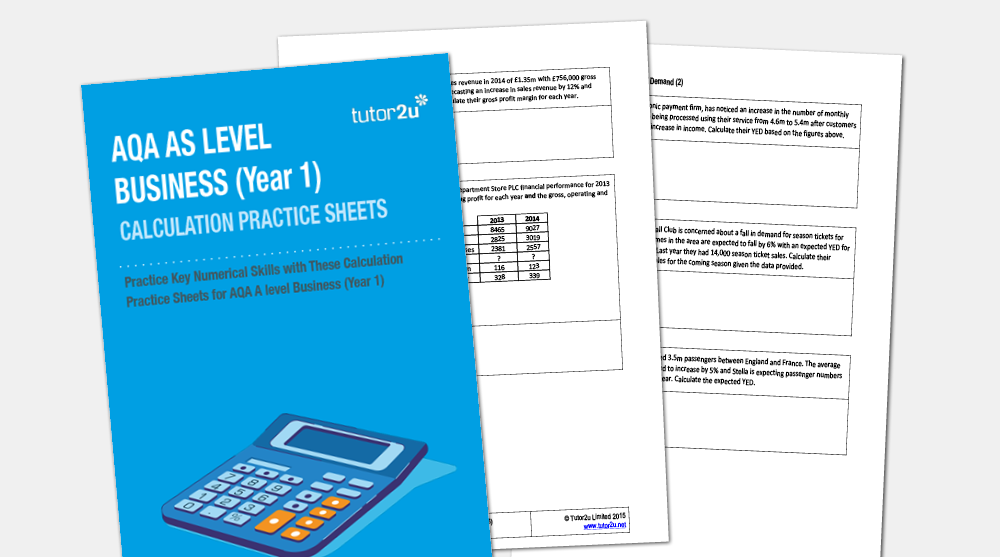 Year 1 Calculation Practice Sheets (Vol1) for AQA A-Level Business ...