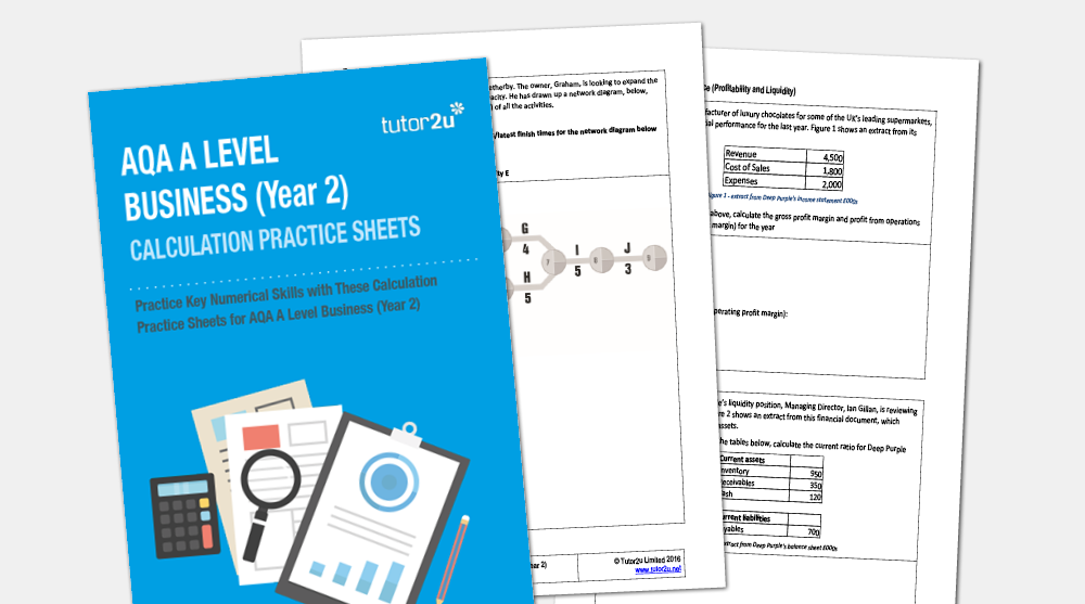 Year 2 Calculation Practice Sheets (Vol1) for AQA A-Level Business ...