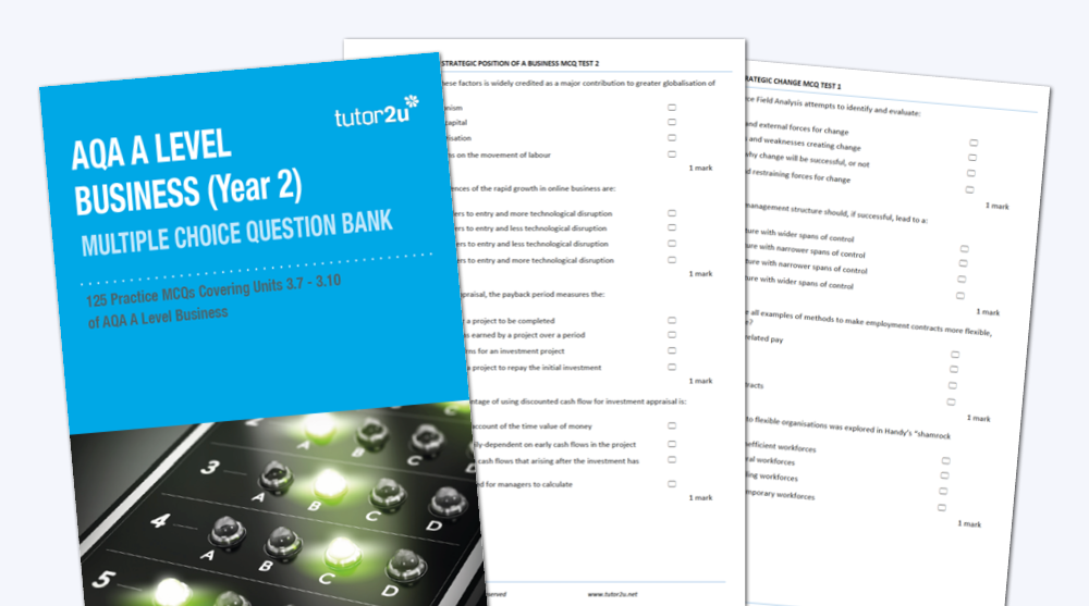 AQA A Level Business (Year 2) MCQ Test Bank (Vol1) - for exams up to ...