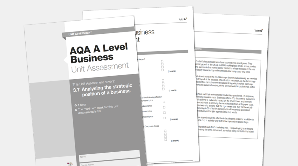 Unit 3.7 Unit Assessment (Vol 1) for AQA A-Level Business (for exams up ...