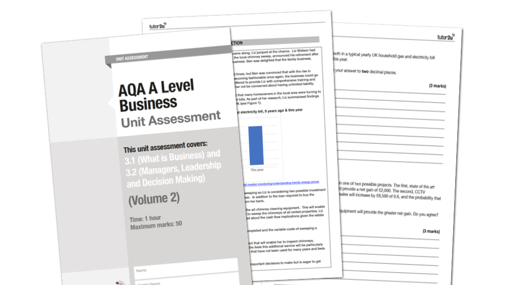 Units 3.1-3.2 Unit Assessment (Vol 2) for AQA A-Level Business (for exams up to 2024) | Shop ...