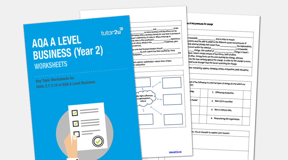 AQA A Level Business (Year 2) Lesson Worksheets Vol1 - for exams up to ...