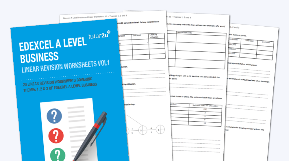 Edexcel A Level Business Linear Worksheets (Vol1) | Shop | tutor2u