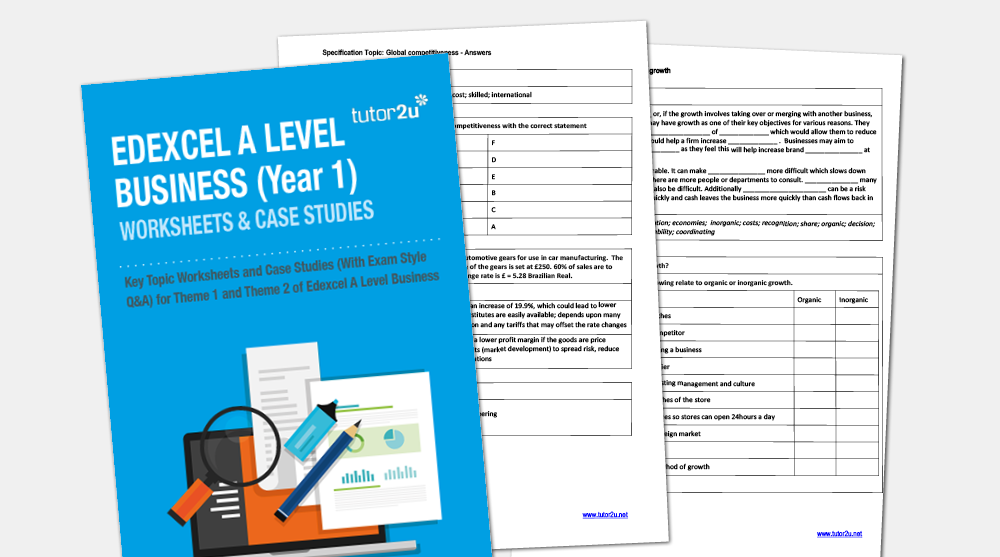 Year 2 Lesson Worksheets and Case Studies for Edexcel A-Level Business ...