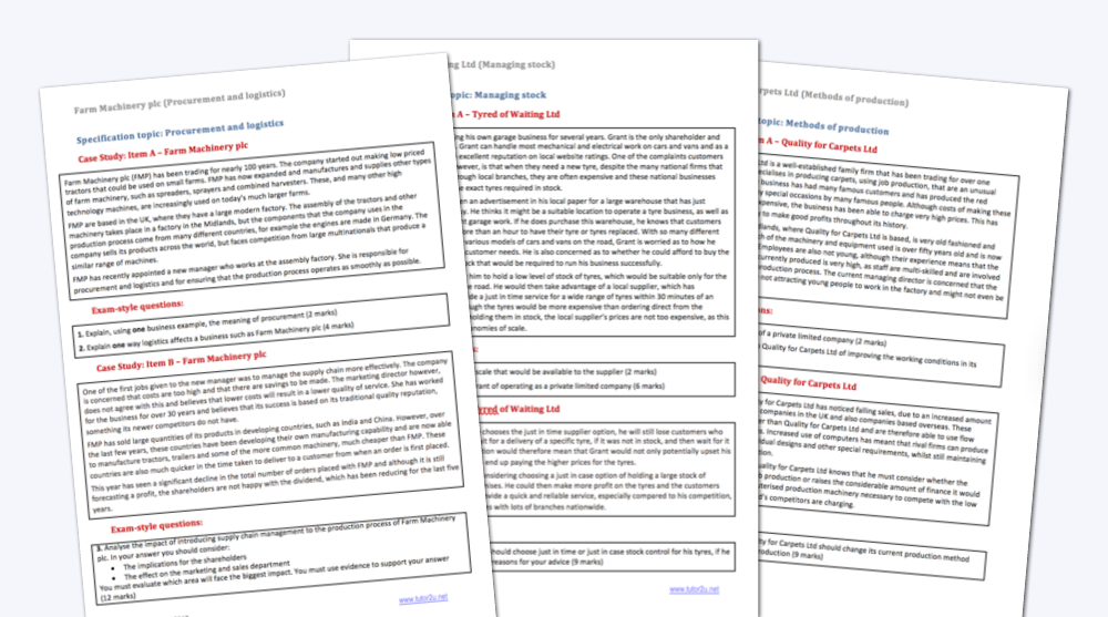 Case Studies (Vol1) for AQA GCSE (9-1) Business | Shop | Business | tutor2u