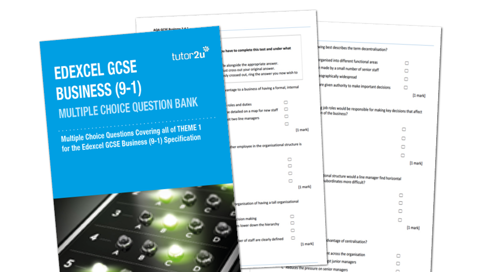 Edexcel GCSE (9-1) Business MCQ Question Bank Theme 1 | Shop | tutor2u