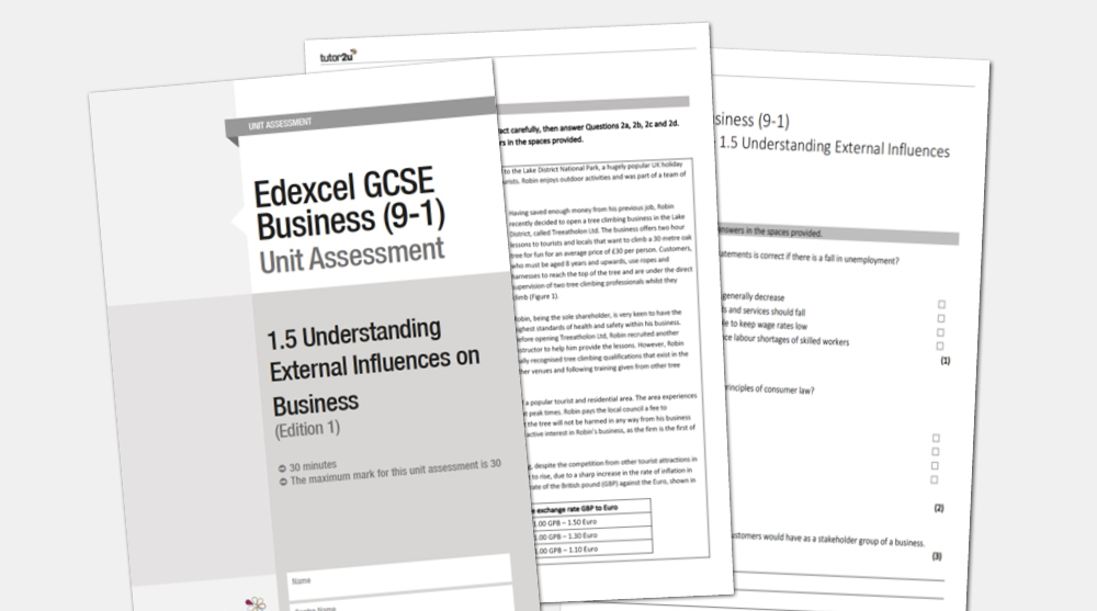 Theme 1.5 Unit Assessment for Edexcel GCSE (9-1) Business | Shop | tutor2u