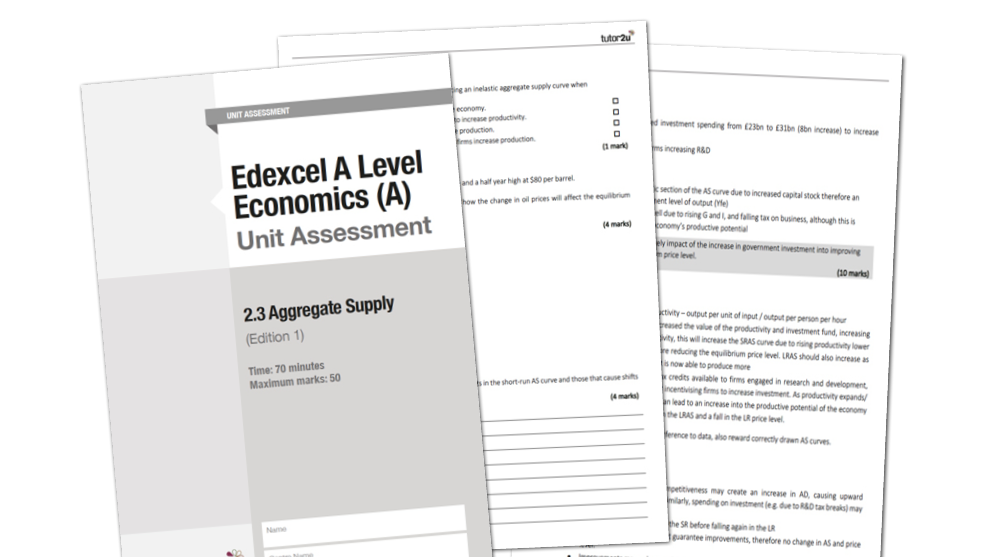 Theme 2.3 (Aggregate Supply) Unit Assessment for Edexcel A-Level ...