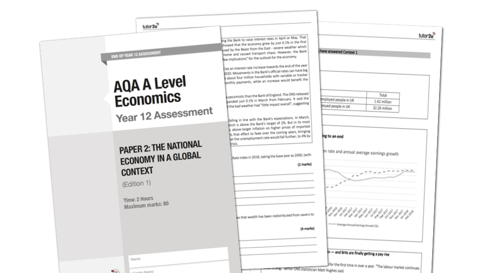 Year 12 Assessment: Paper 2 (Macro) for AQA A Level Economics Edition 1 ...