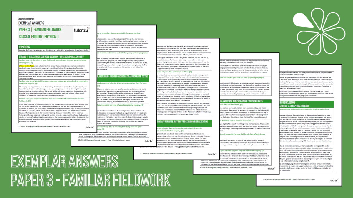 Familiar Fieldwork Exemplar Answers for AQA GCSE Geography ...
