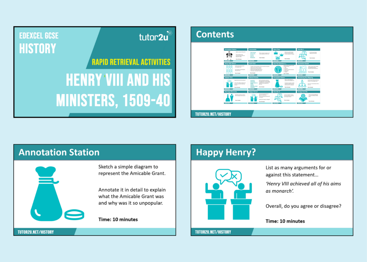 Henry VIII and his Ministers (1509-40) Knowledge Retrieval Activity ...