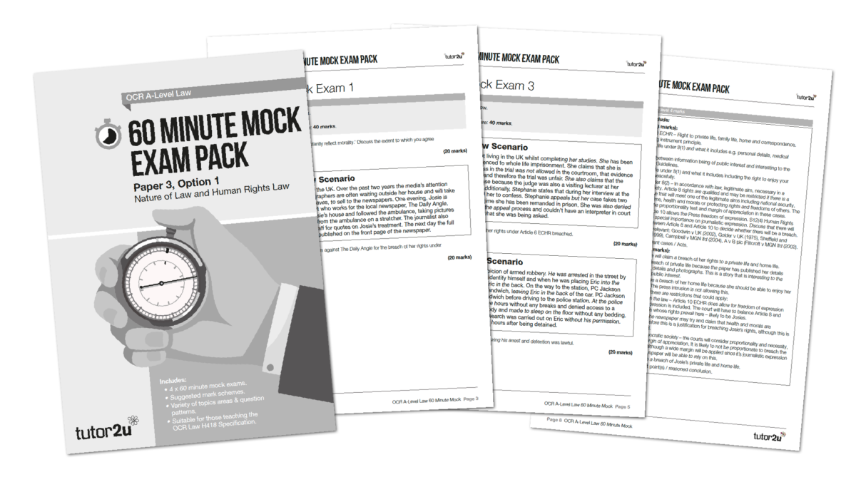 60-Minute Mock Exam Pack: Paper 3 Option 1 Nature of Law and Human ...
