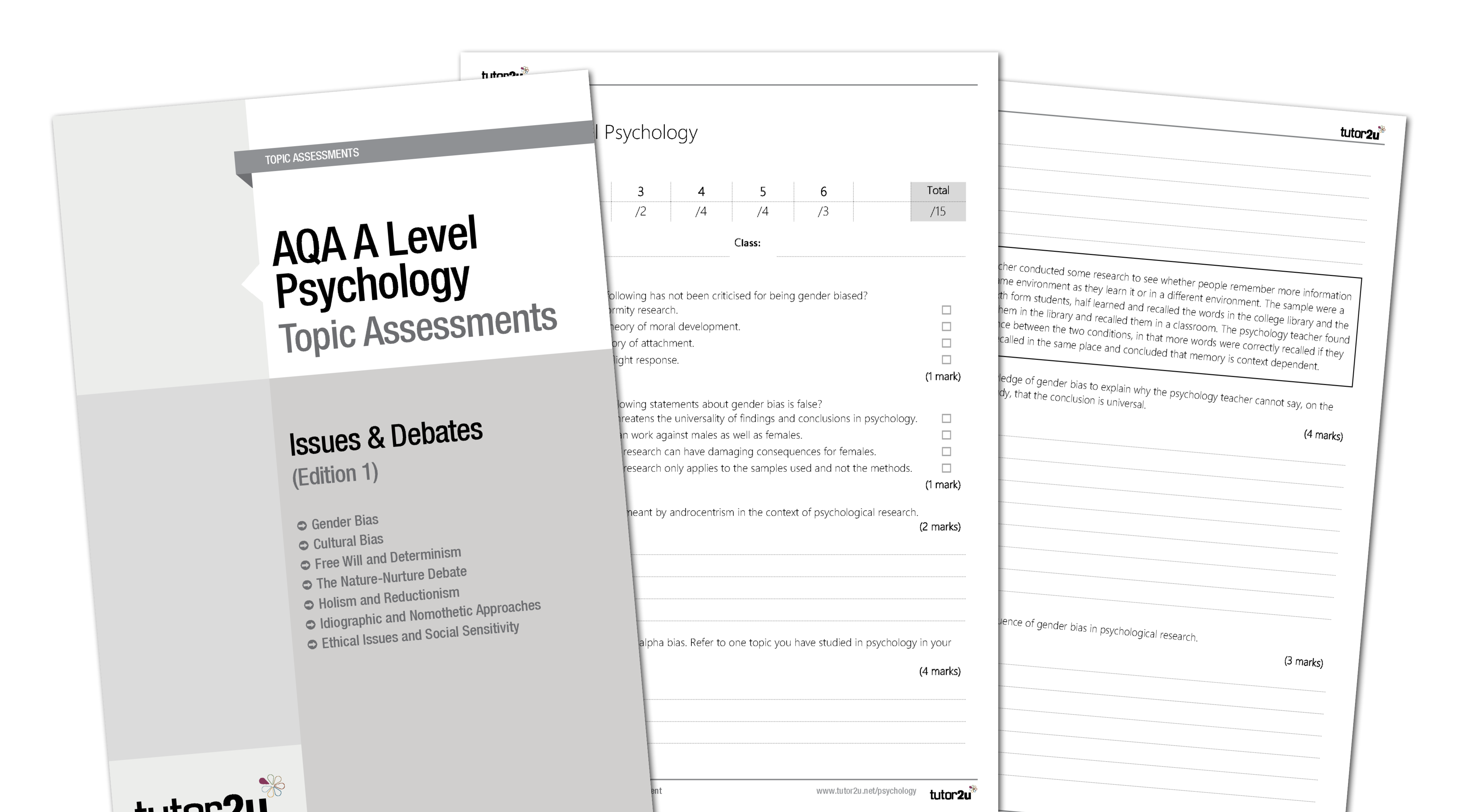 Issues & Debates Topic Assessments for AQA A-Level Psychology (exams up ...