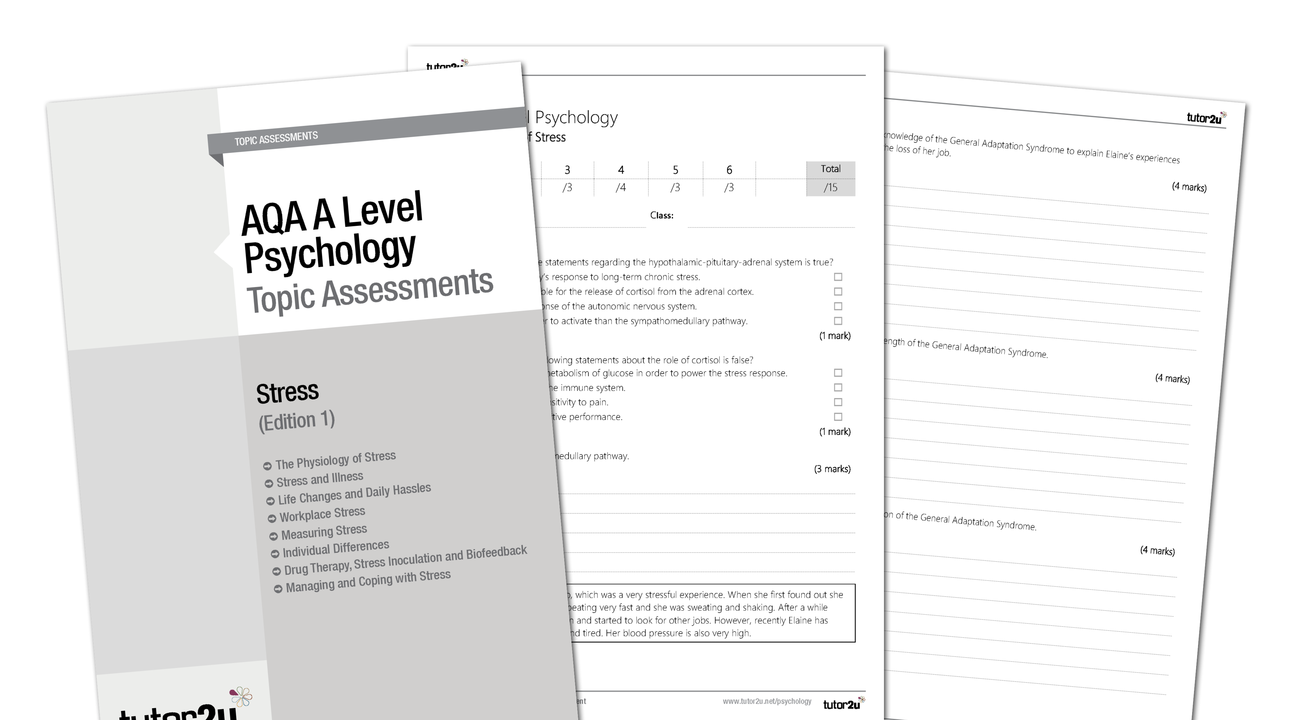 Stress Topic Assessments for AQA A-Level Psychology (exams up to 2026 ...
