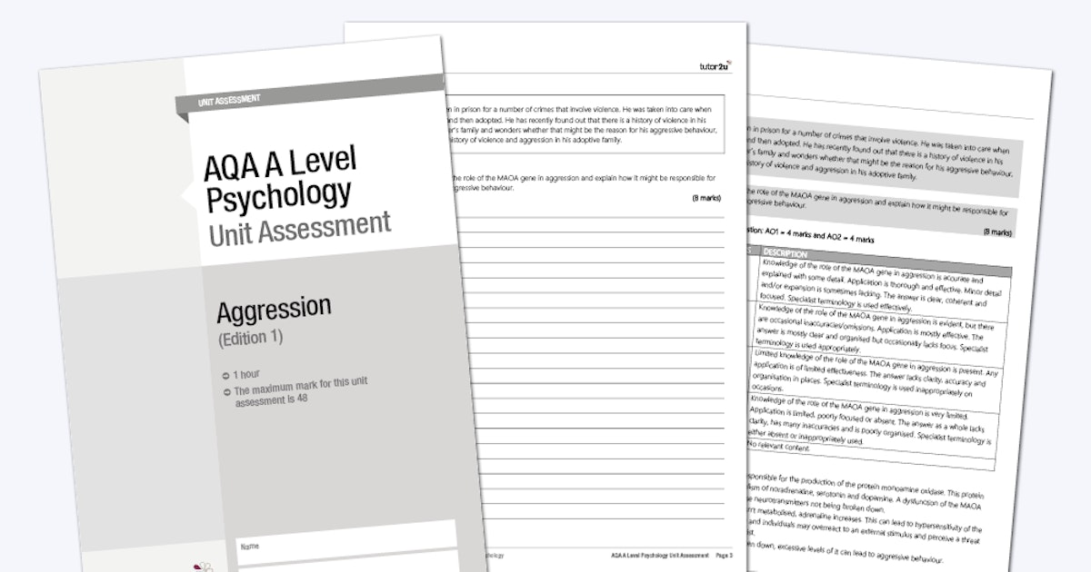 Aggression: Unit Assessment for AQA A Level Psychology Edition 1 | Shop ... Aggression: Unit Assessment for AQA A Level Psychology Edition 1 | Shop ...