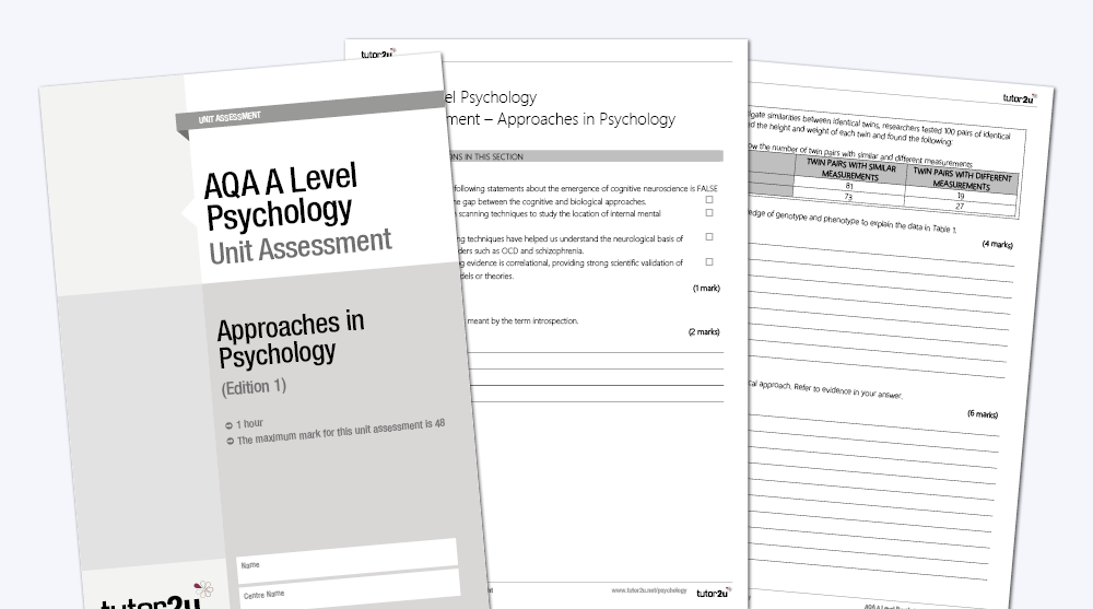 Approaches in Psychology: AQA A Level Psychology Unit Assessment ...