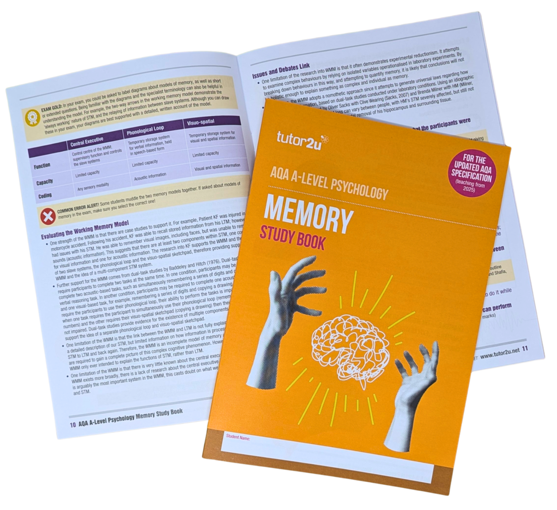 Memory Study Book for AQA A-Level Psychology (teaching from 2025) | Shop | tutor2u