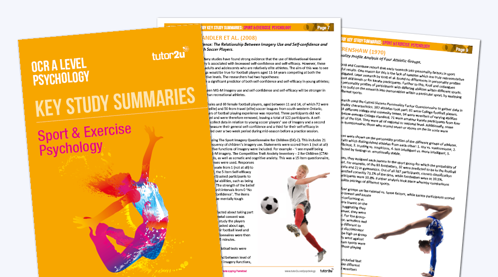 Sport & Exercise Psychology: OCR A Level Psychology Key Study Summaries ...