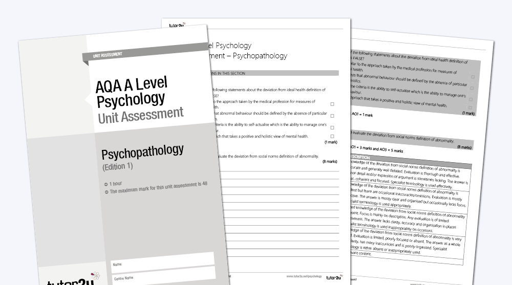 Psychopathology AQA A Level Psychology Unit Assessment Edition 1 (exams ...