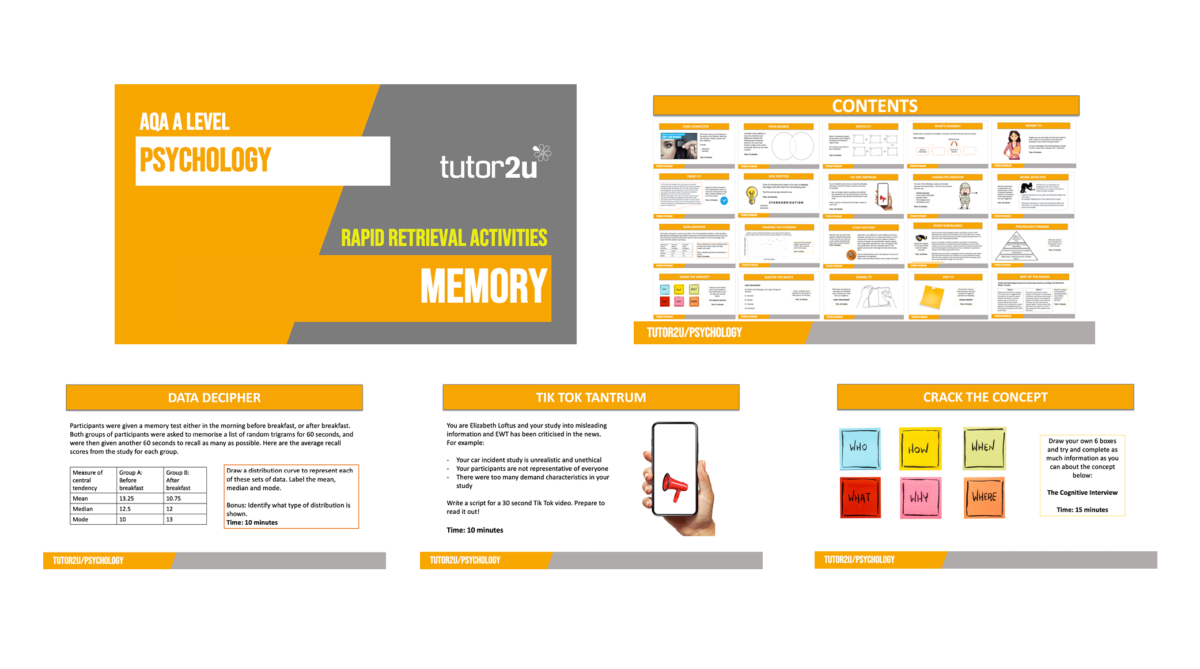 Rapid Retrieval Activities for AQA A-Level Psychology | Shop ...