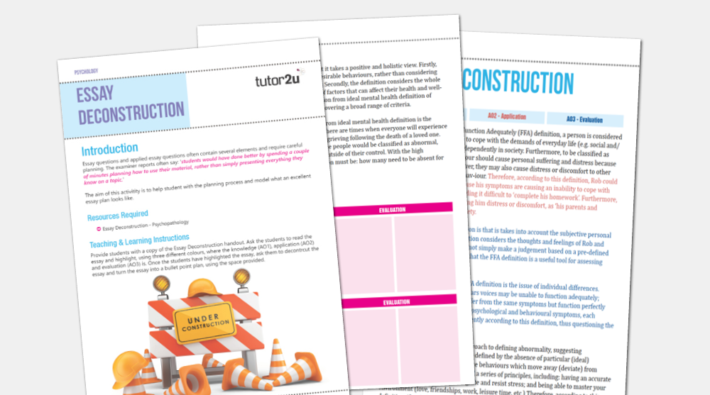 Essay Deconstruction: Psychopathology (exams up to 2026) | Shop | tutor2u