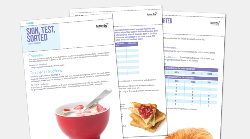 Sign Test Sorted (exams up to 2026) | Shop | tutor2u