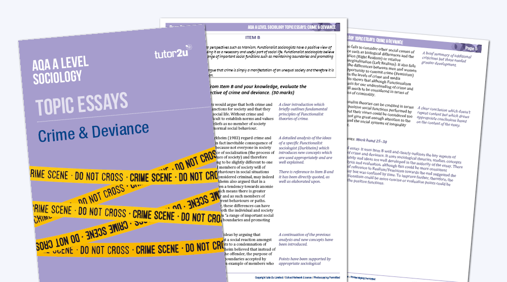 Crime & Deviance: AQA A Level Sociology Topic Essays | Shop | tutor2u