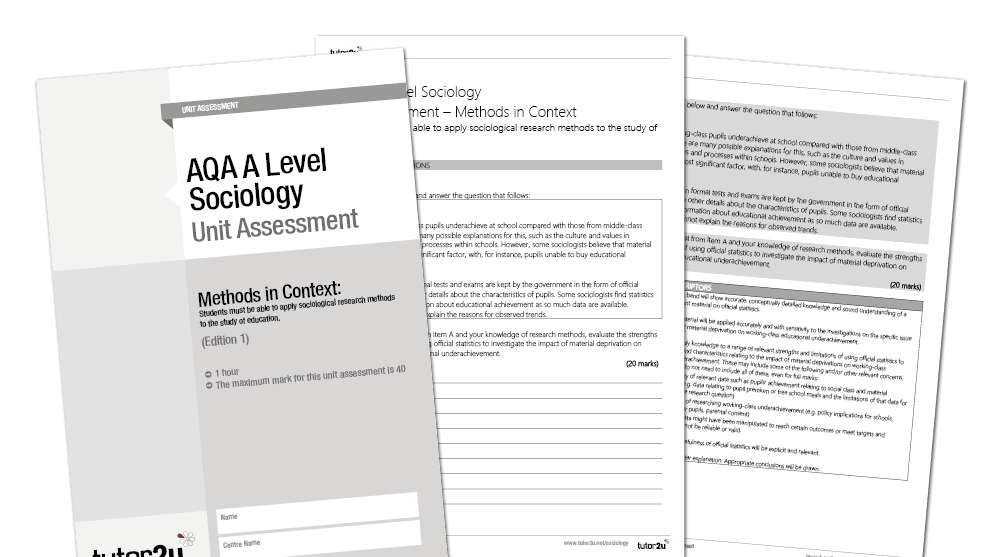 Methods in Context Unit Assessment for AQA A-Level Sociology | Shop ...