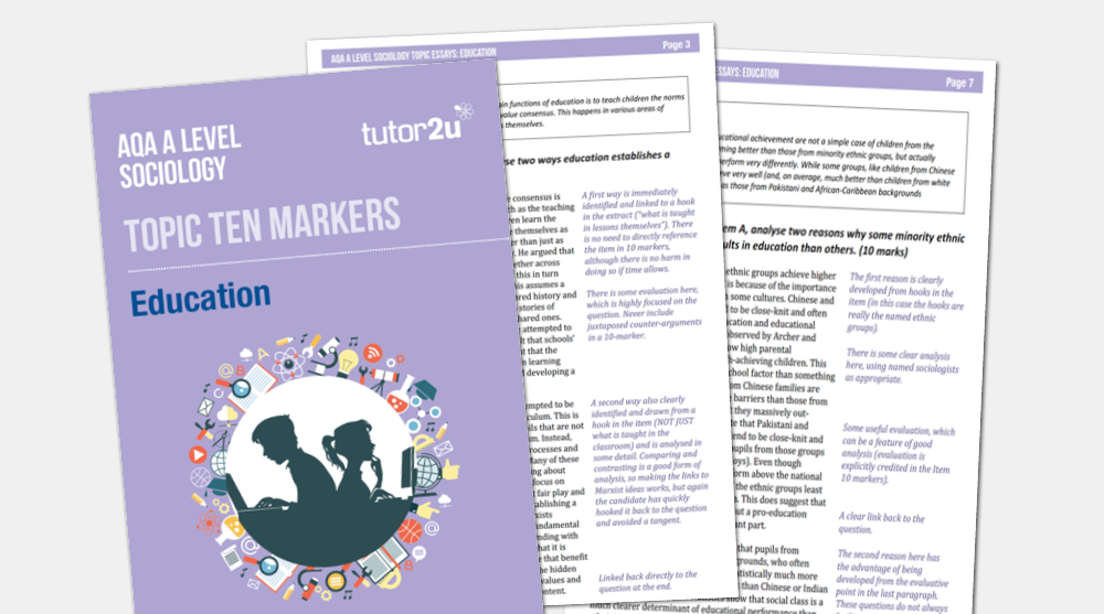 Education: AQA A Level Sociology Topic Ten Markers | Shop | tutor2u