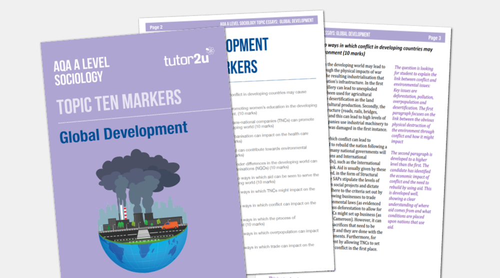 Global Development: AQA A Level Sociology Topic Ten Markers | Shop ...