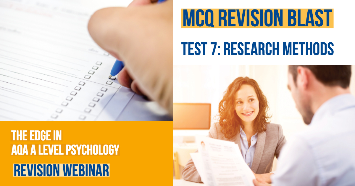 Research Methods: MCQ Revision Test 1 for AQA A Level Psychology ...