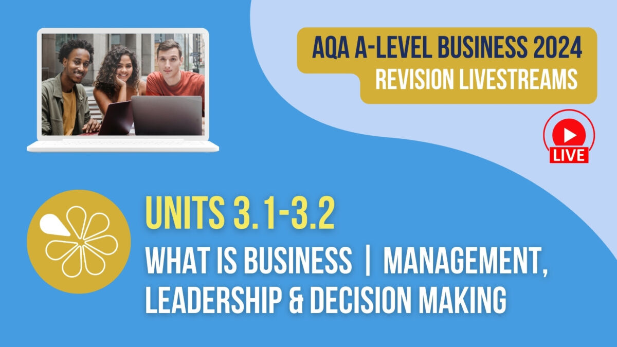 Units 3-1-3.2 | Live Revision for AQA A-Level Business Exams in 2024 | Livestreams | tutor2u