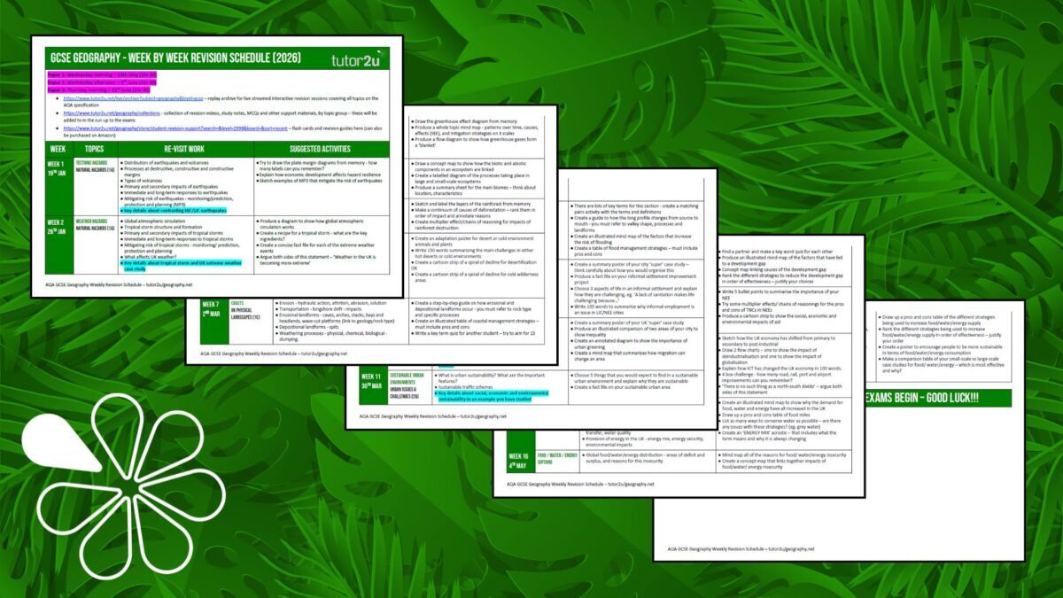Weekly Revision Schedule for AQA GCSE Geography - A 16 Week Plan to ...
