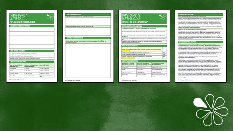 54321 Recap Worksheet for AQA GCSE Geography (Paper 2) - The ...