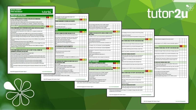 Student Handout: Paper 2 RAG Checklist for AQA GCSE Geography ...