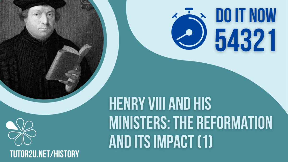 54321 Do It Now Activities for Edexcel GCSE History: Henry VIII and His ...