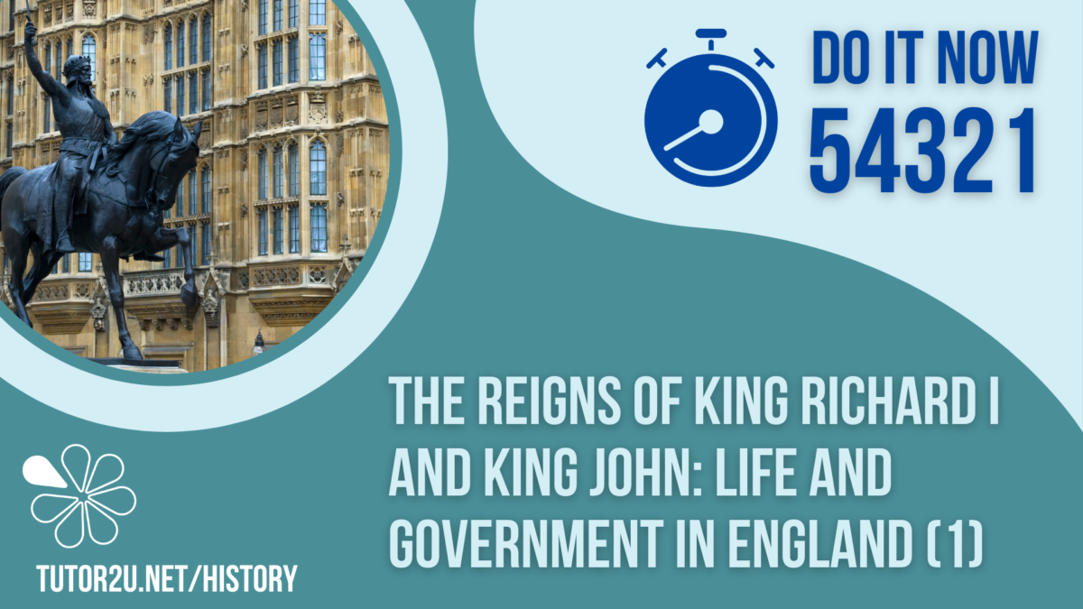 54321 Do It Now Activities for Edexcel GCSE History: The Reigns of King ...