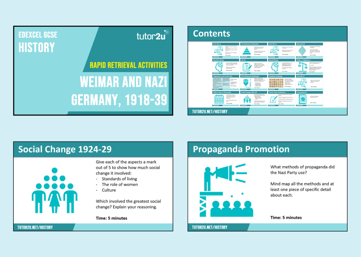 Weimar and Nazi Germany (1918-39) Knowledge Retrieval Activity Pack for ...