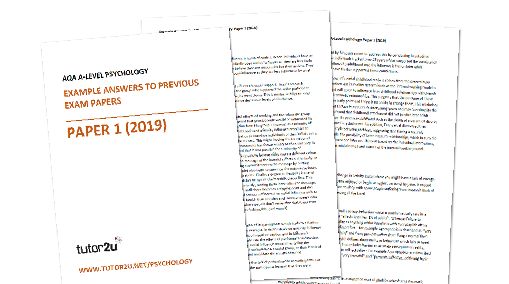 Example Answers to AQA A-Level Psychology Paper 1 (2019) | Reference ...