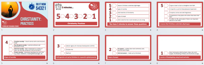 54321 'Do it now' activity for GCSE Religious Studies: Christianity ...
