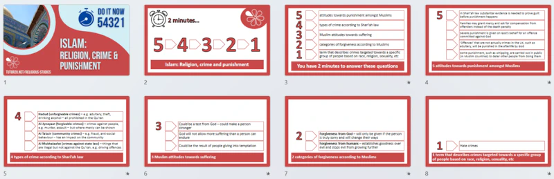 54321 'Do it now' activity for GCSE Religious Studies: Islam - Religion ...