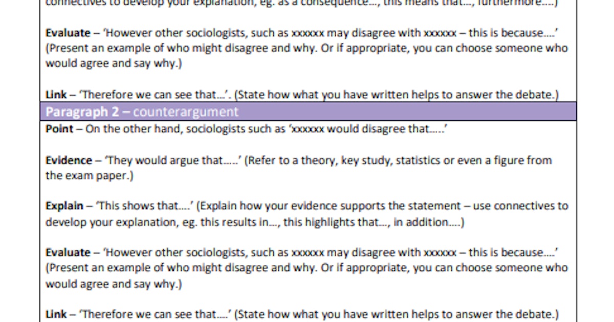 AQA GCSE Sociology 12 Mark 'Discuss' Question Writing Frame | Reference ... AQA GCSE Sociology 12 Mark 'Discuss' Question Writing Frame | Reference ...