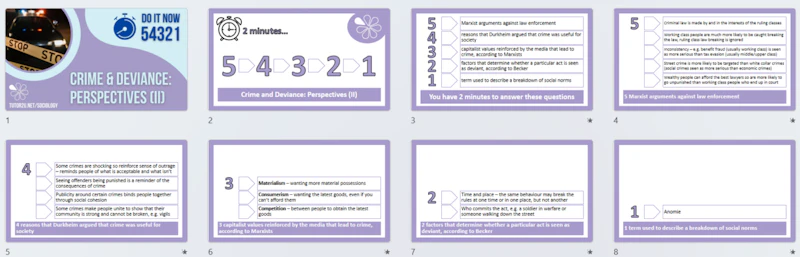 54321 'Do it now' activity for GCSE Sociology | Perspectives 2 (Crime ...