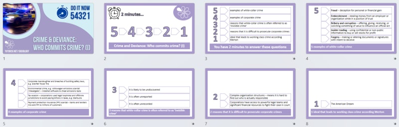 54321 'Do it now' activity for GCSE Sociology | Who commits crime? 1 ...