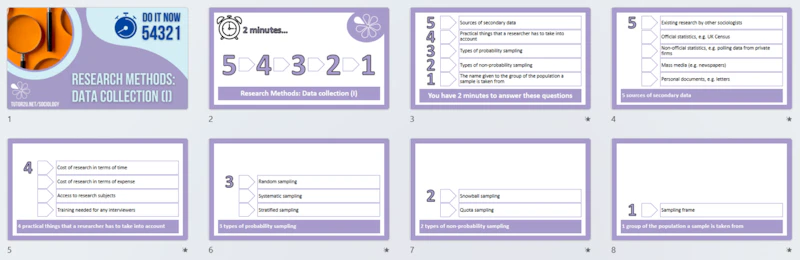 54321 'Do it now' activity for GCSE Sociology: Data collection 1 ...