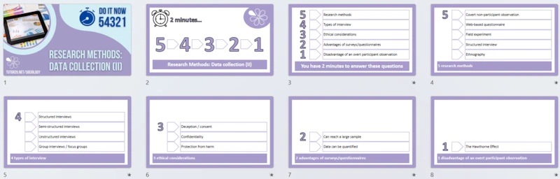 54321 'Do it now' activity for GCSE Sociology: Data collection 2 ...