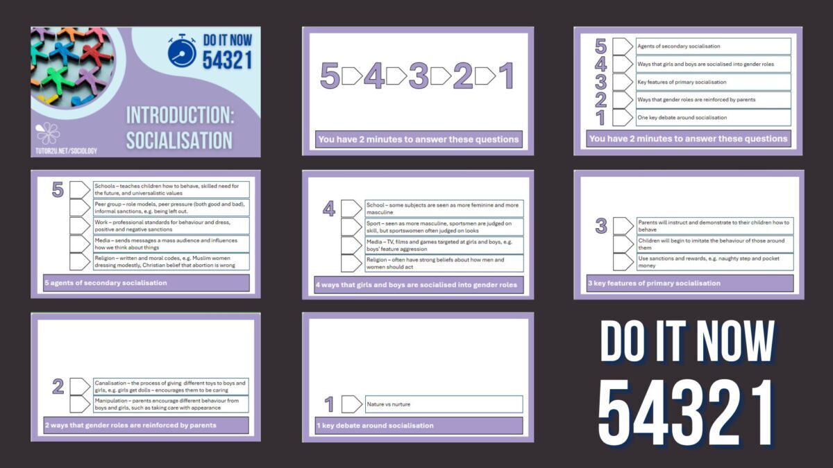 54321 'Do it now' activities for GCSE Sociology | Collections ...